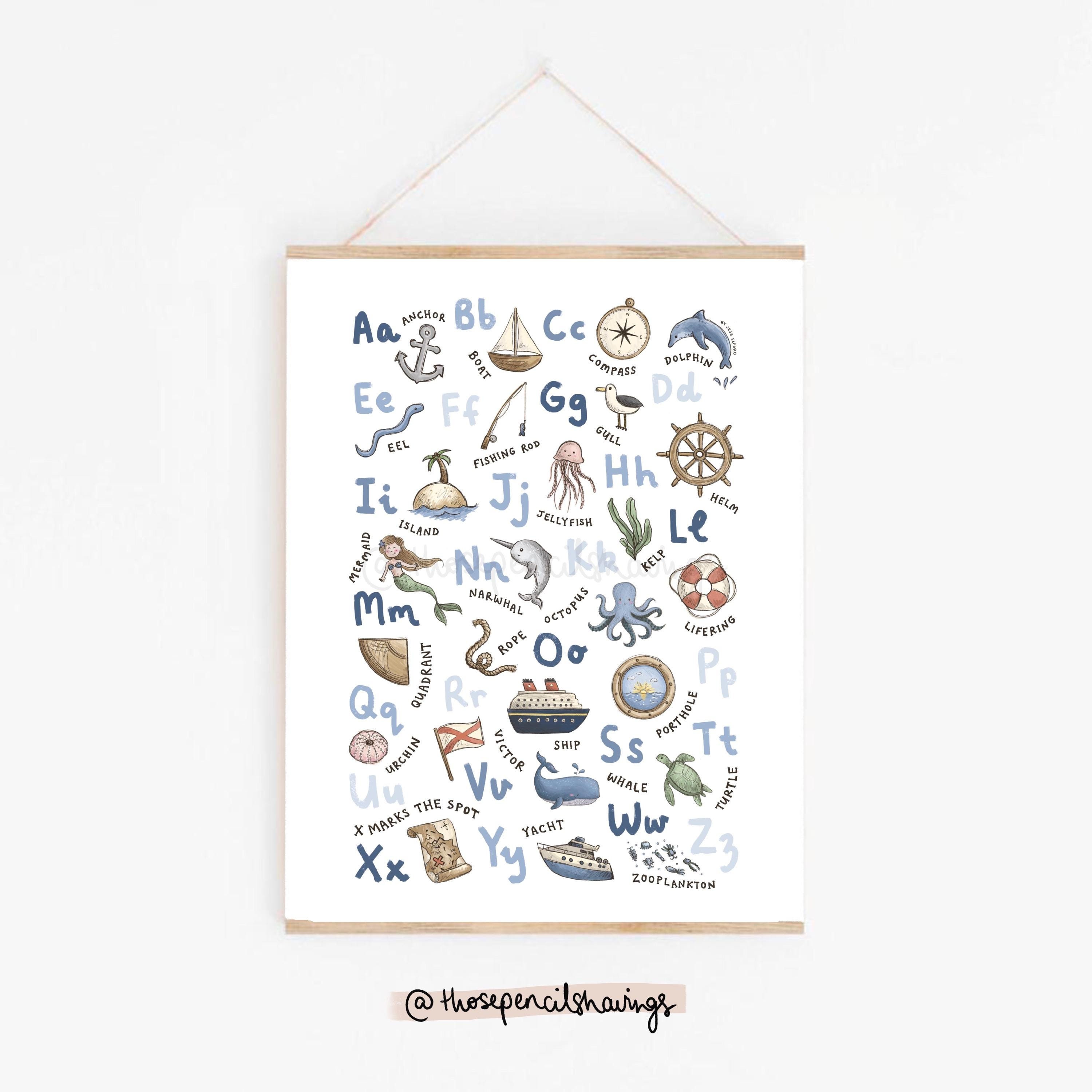 Nautical Alphabet Print: Ocean ABC Kids Wall Art - Etsy