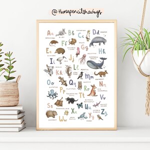 Australian Animals Alphabet Print: Aussie Wildlife ABC Nursery Art ...