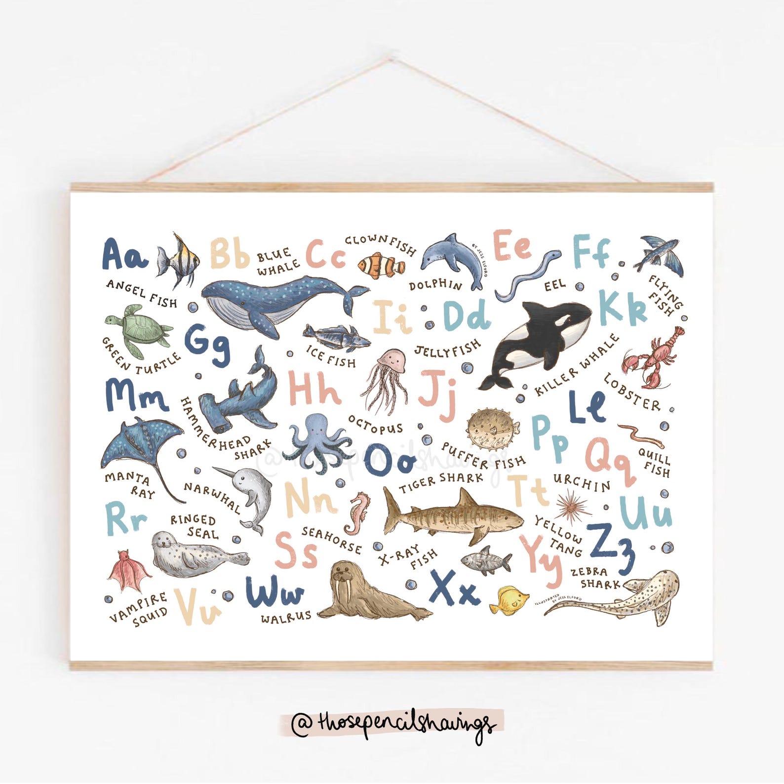 Ocean Animals Alphabet Print: A-Z Sea Life Nursery Decor - Etsy