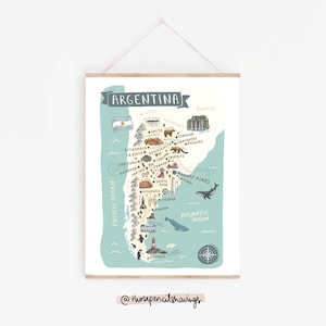 DIGITAL DOWNLOAD | Map of Argentina | Cute Illustrated South America ...