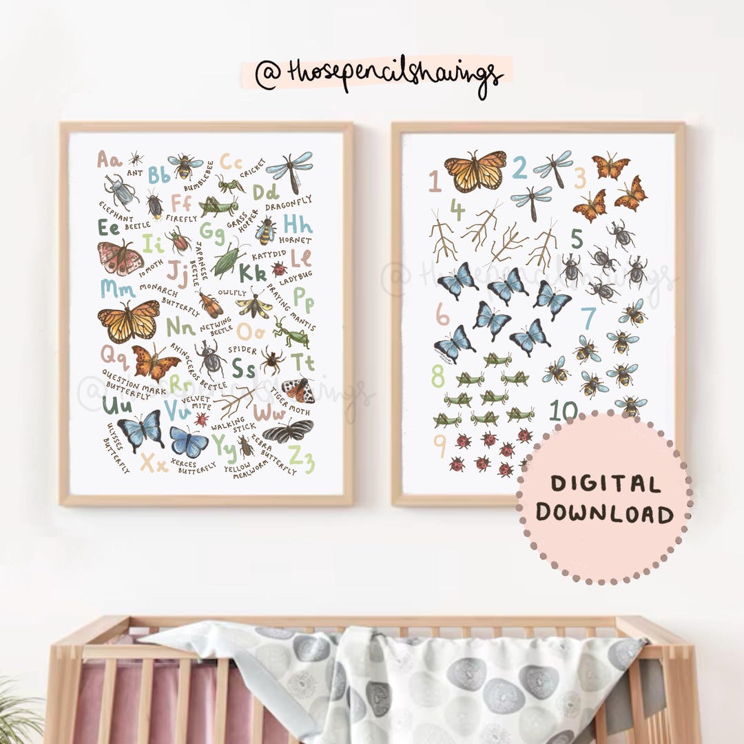 Insect Alphabet & Counting Poster Set: Educational Nursery Decor ...