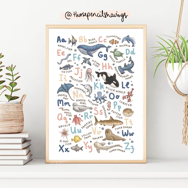 Ocean Animals Alphabet Print: A-Z Sea Life Nursery Decor - Etsy