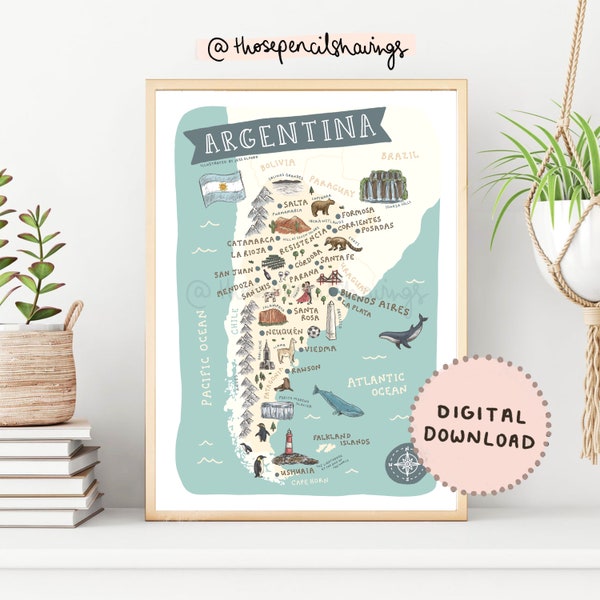Argentina Map Poster - Etsy