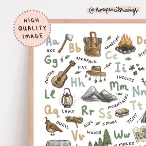Camping Alphabet Print | Illustrated A-Z Adventure Poster | ABC Kids ...