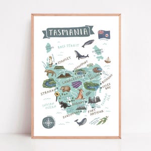 Tasmania Map Print: Illustrated Australia Travel Souvenir - Etsy