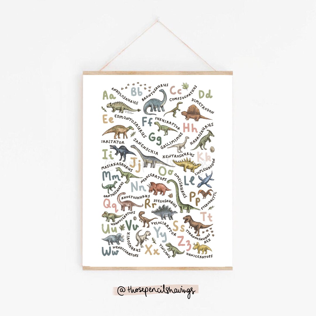 Dinosaur Alphabet Print: A-Z Dino Nursery, Classroom Art - Etsy