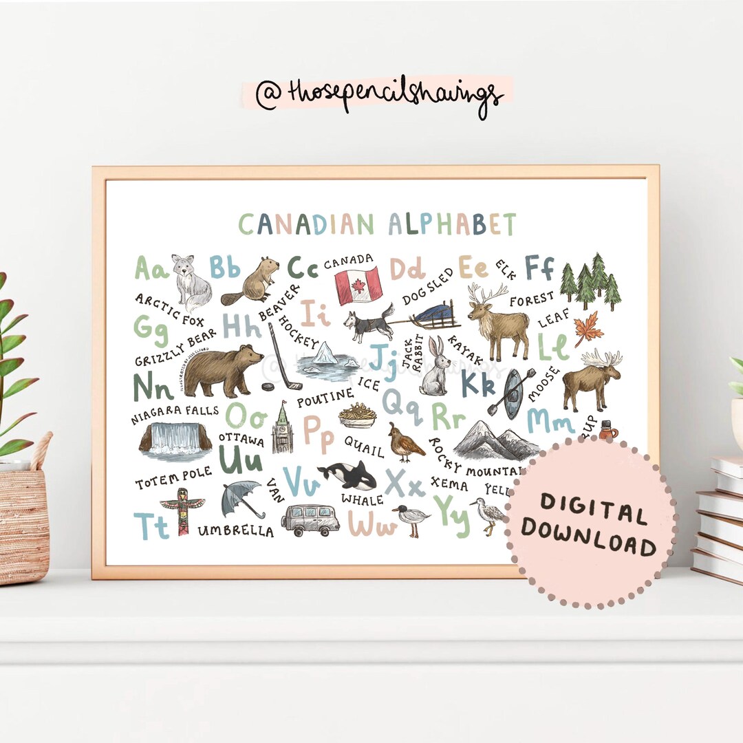 DIGITAL DOWNLOAD | Canadian Alphabet Print | Illustrated Abc Poster | A ...