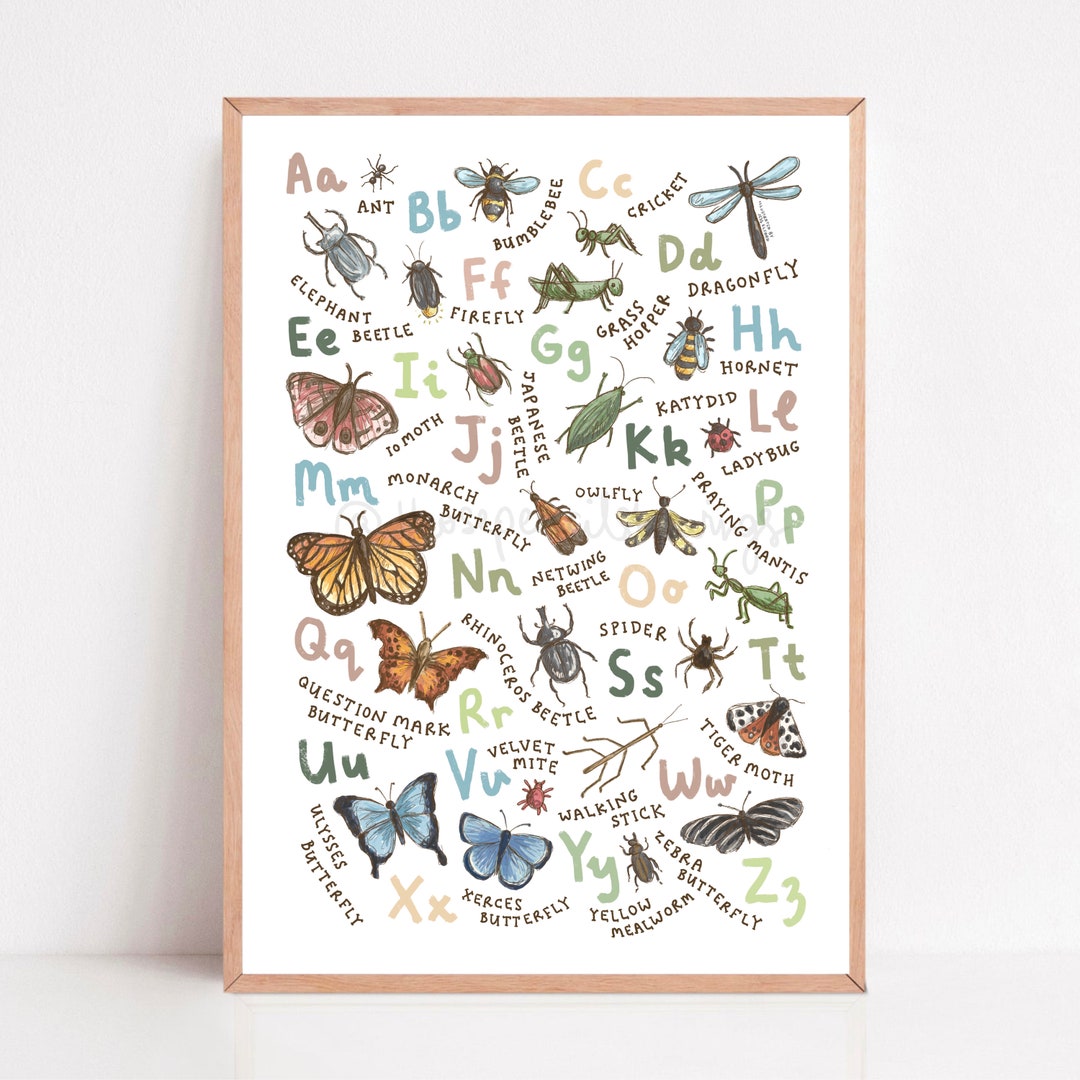Insect Alphabet Print: Bug-themed Nursery Wall Art - Etsy