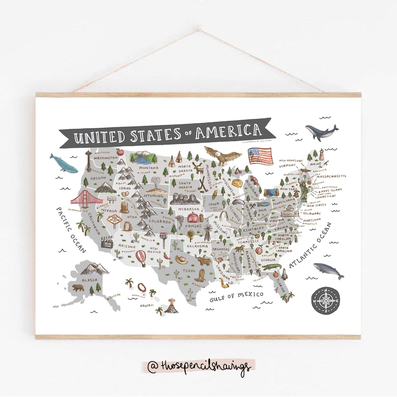 Usa Map Poster - Etsy