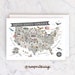 Map of USA Greeting Card Cute Illustrated United States Map Card ...