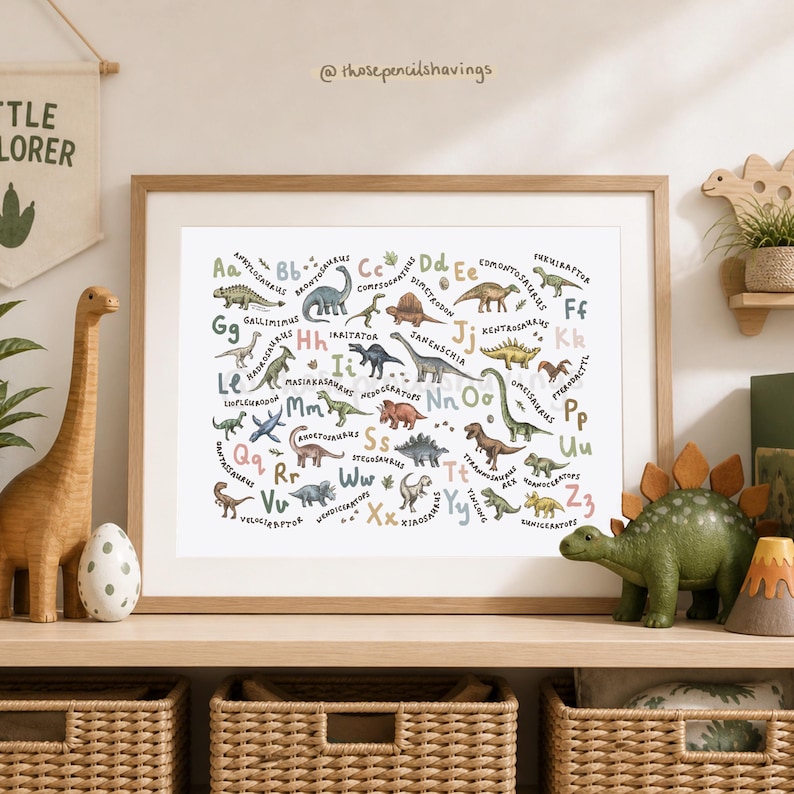 Dinosaur Alphabet Print: A-Z Dino Nursery, Classroom Art - Etsy