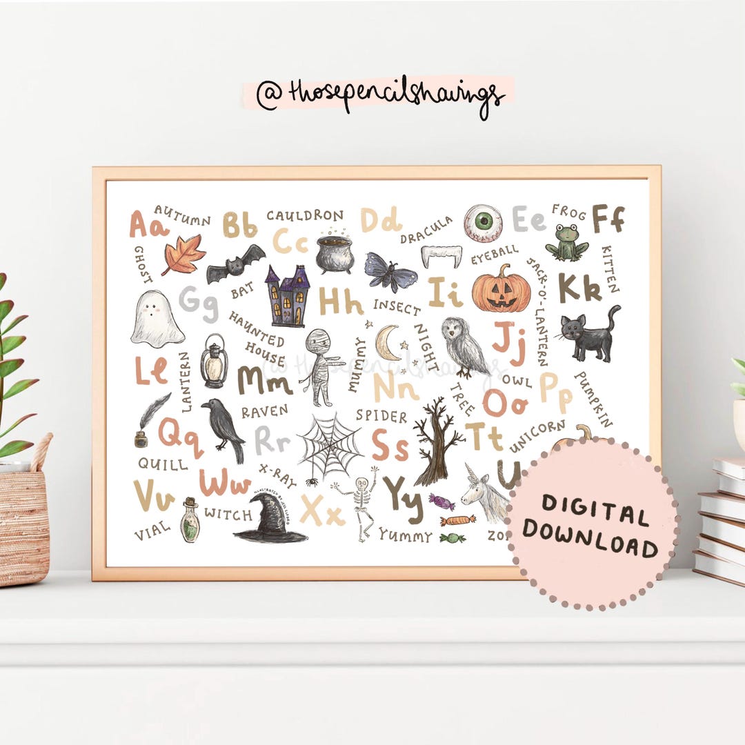 Halloween Alphabet Print: Spooky ABC Poster, Nursery Decor (digital ...