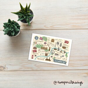London Map Postcard: Illustrated British Travel Souvenir - Etsy