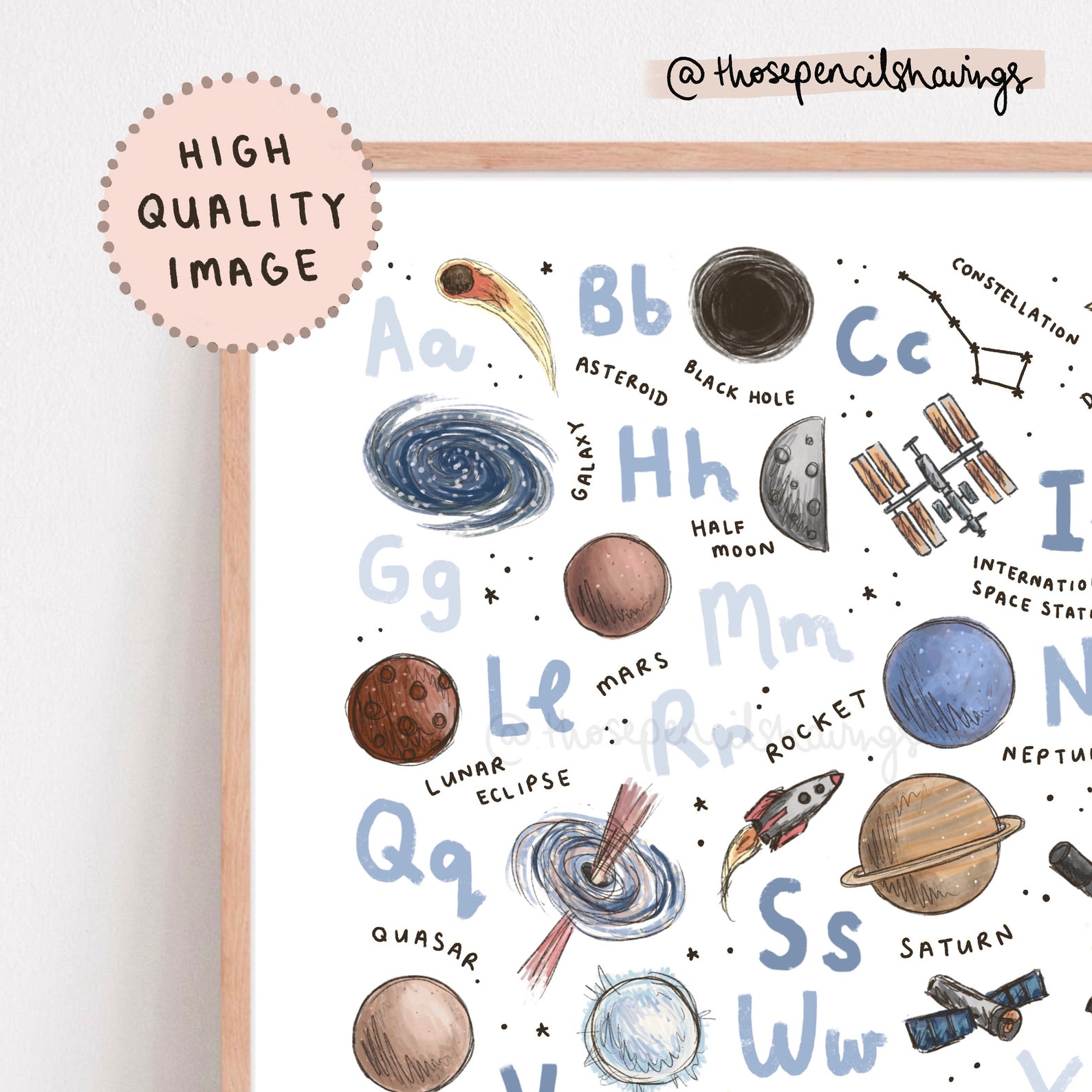 Space Alphabet Landscape Print Cute ABC Poster A-Z Galaxy - Etsy Australia