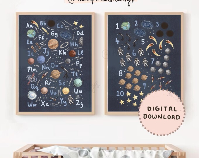 Number Poster, Educational Poster, Star Nursery, Space Nursery, Number ...