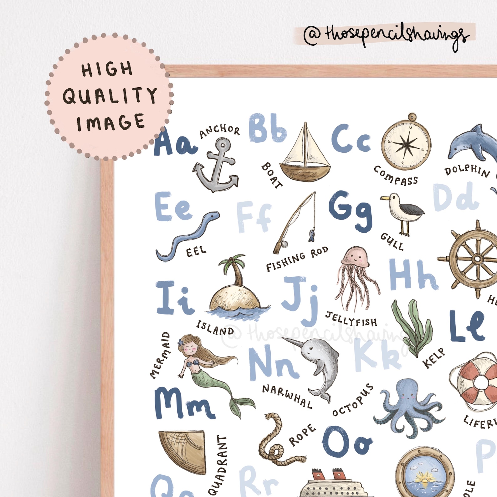 Nautical Alphabet Print: Ocean ABC Kids Wall Art - Etsy