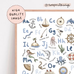 Nautical Alphabet Print: Ocean ABC Kids Wall Art - Etsy