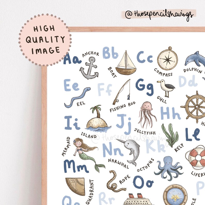 Nautical Alphabet Print: Ocean ABC Kids Wall Art - Etsy