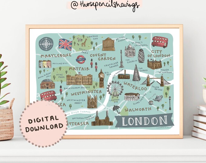 ENGLAND Map, WALES Map With Counties, 1930s Vintage UK Map With London ...