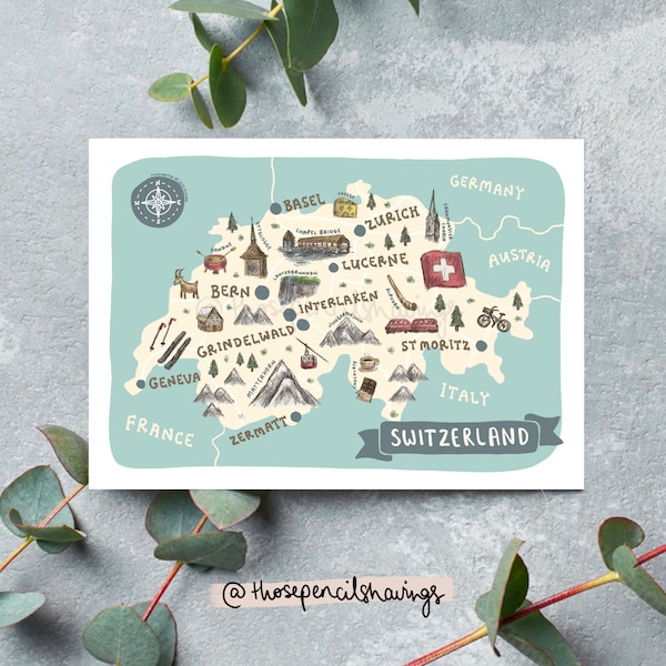 Swiss Postcard - Etsy