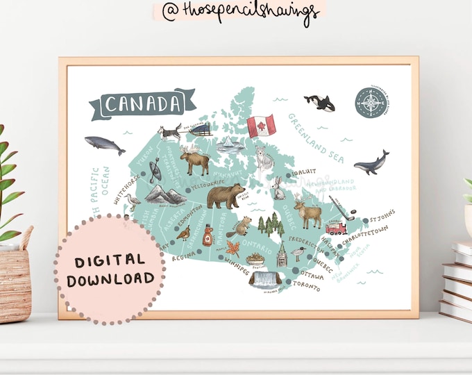 XL Map Canada, Wilderness Art, Canada Poster Canada Print, Map Art ...