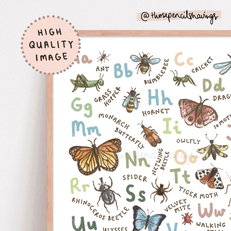 Insect Alphabet & Counting Poster Set: Educational Nursery Decor ...