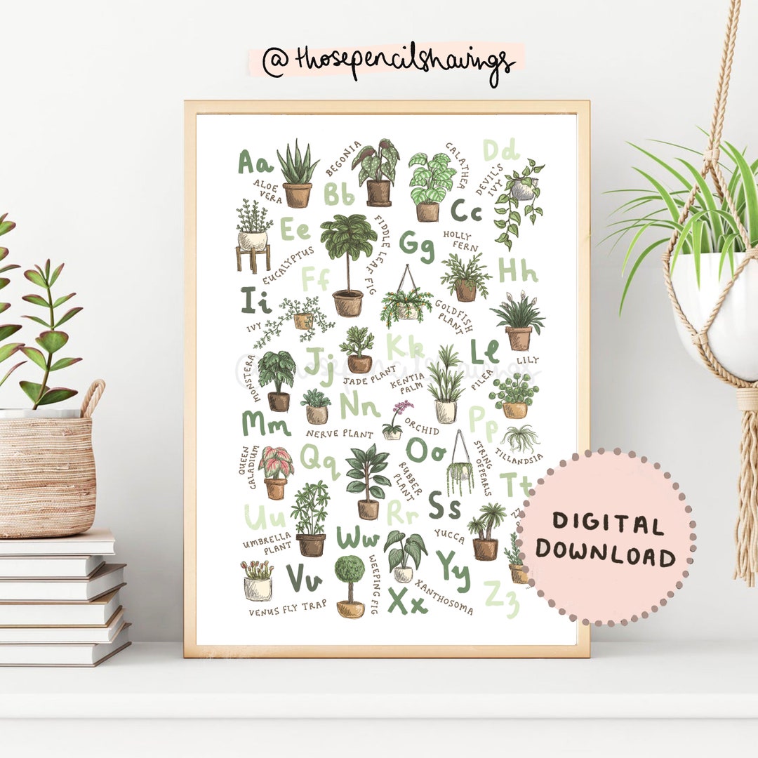 DIGITAL DOWNLOAD | House Plant Alphabet Print | A-Z House Plant Poster ...