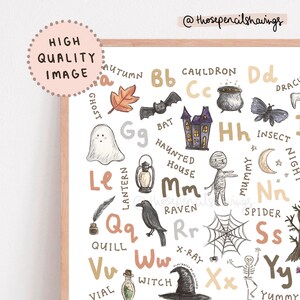 Halloween Alphabet Print: Spooky ABC Wall Art for Kids - Etsy