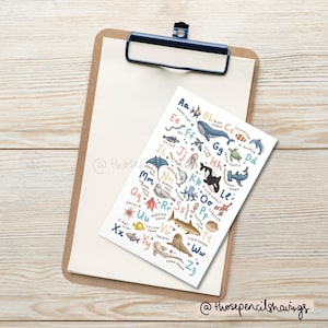 Ocean Animals Alphabet Postcard: A-Z Sea Life Nursery Mini Print - Etsy UK
