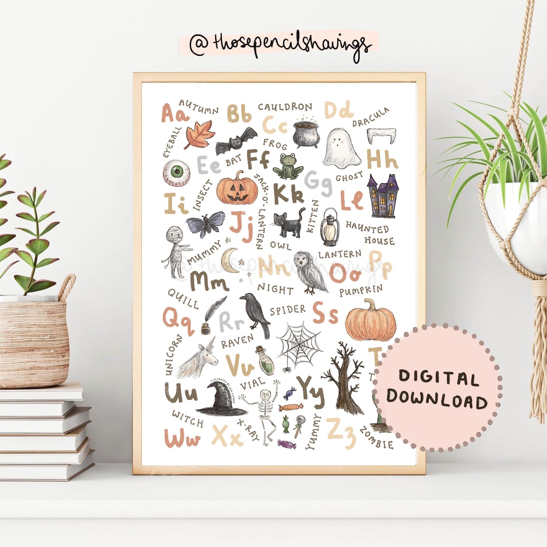 Halloween Alphabet Print: Spooky ABC Poster, Nursery Decor (digital ...