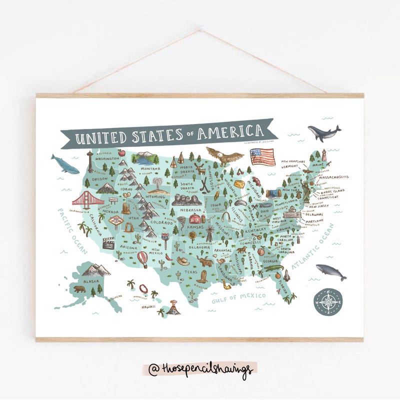 United States Us Map - Etsy