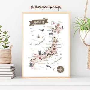 Japan Map Poster: Illustrated Travel Souvenir Print - Etsy