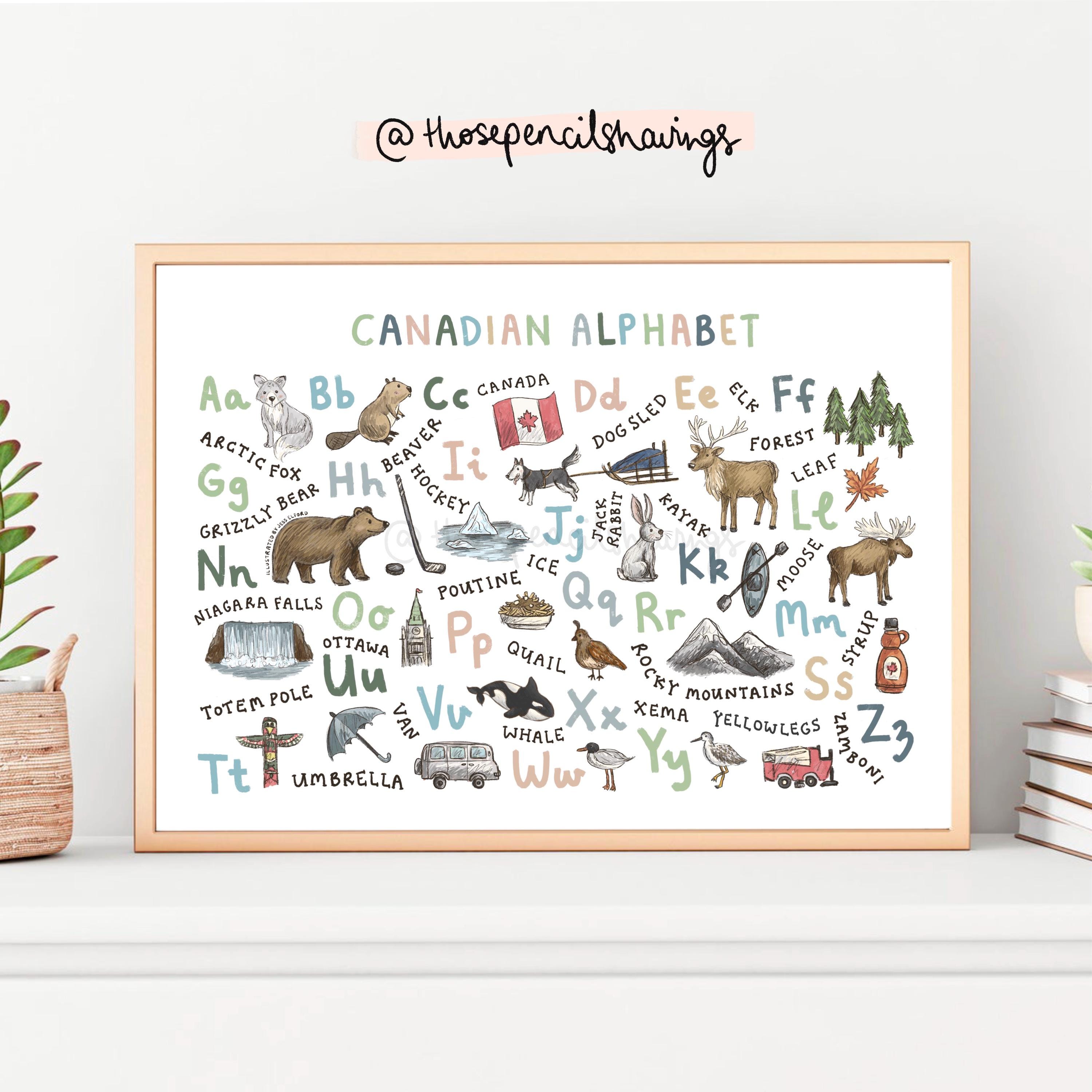 Canadian Alphabet Print: A-Z Illustrated Kids Wall Art - Etsy