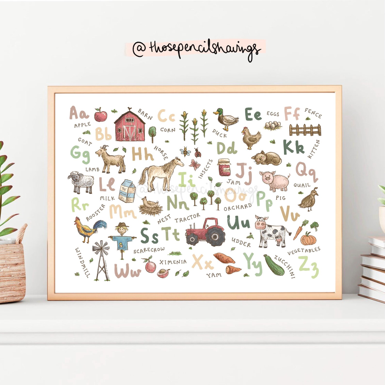 Farm Alphabet Print: Illustrated Animals ABC Poster - Etsy