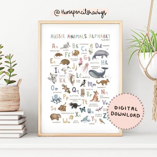 Alphabet Nursery Art Animal Poster ABC Australian Animal - Etsy Australia