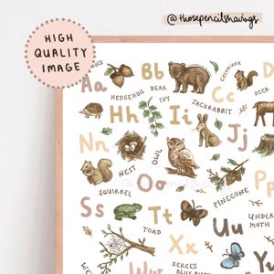 Woodland Animals Alphabet Print: Whimsical Nursery ABC Wall Art - Etsy