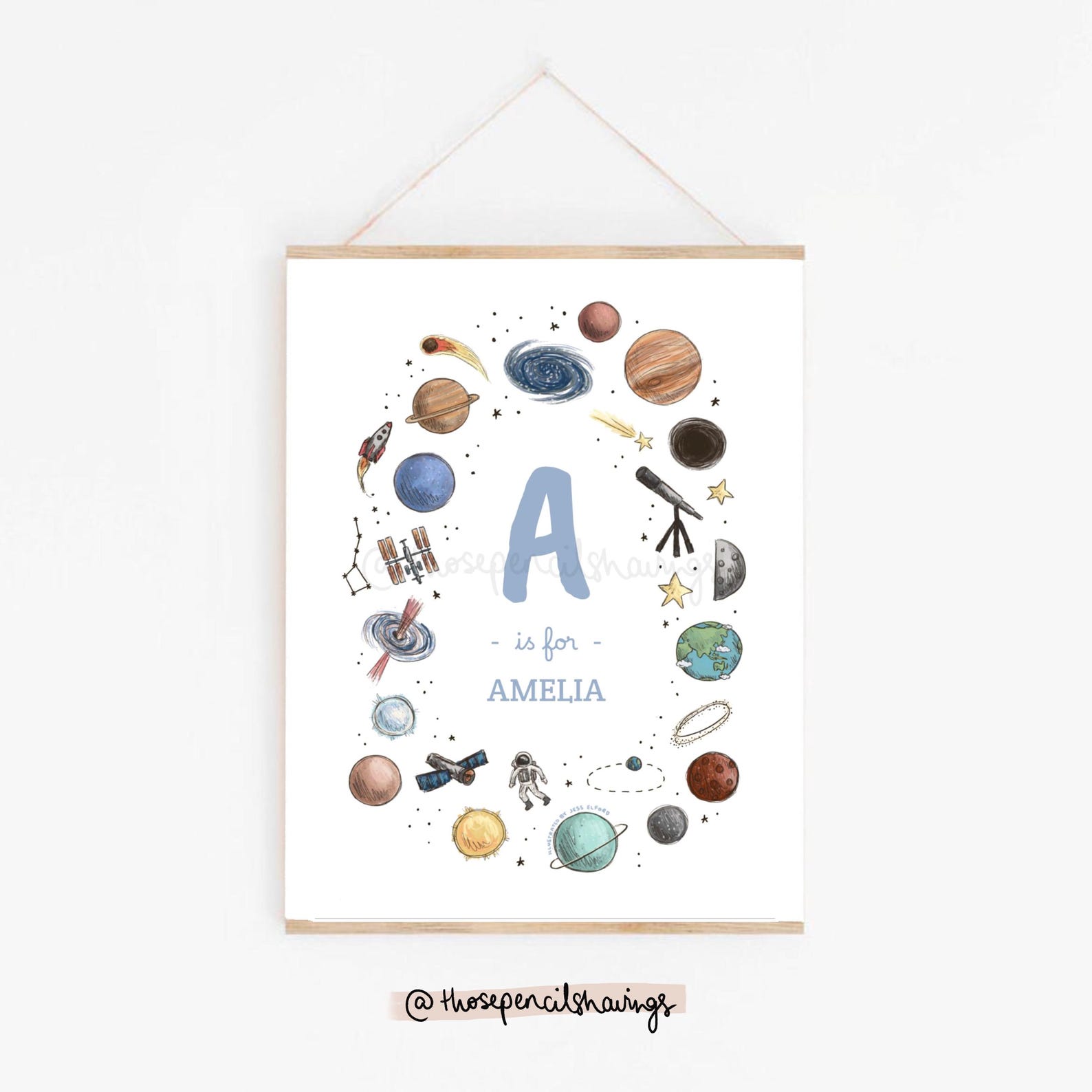 Personalized Space Name Print: Galaxy Nursery Decor - Etsy