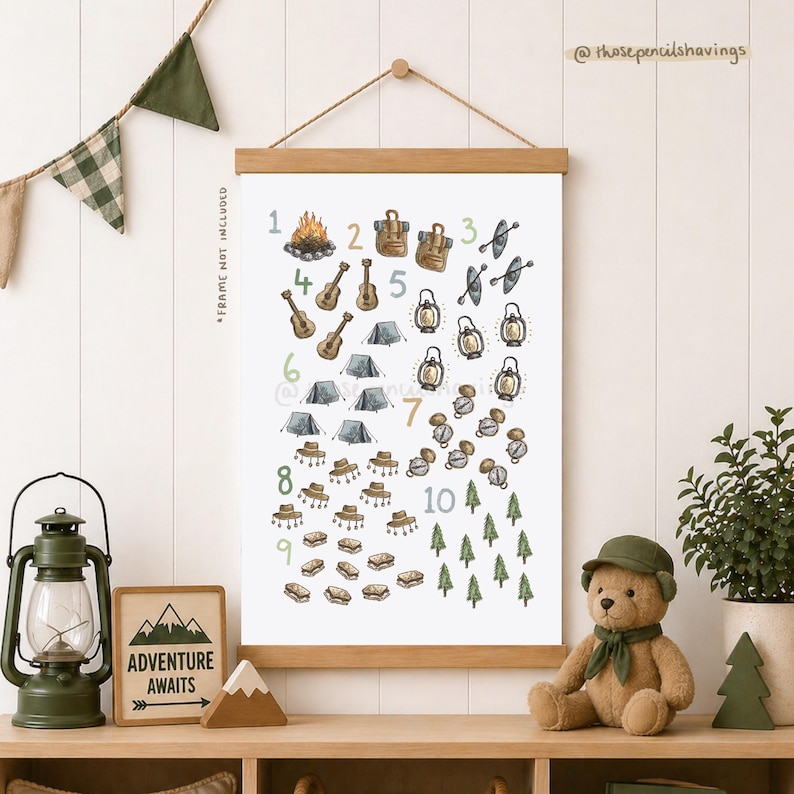 Camping Counting Print: Illustrated Outdoor Nursery Art - Etsy