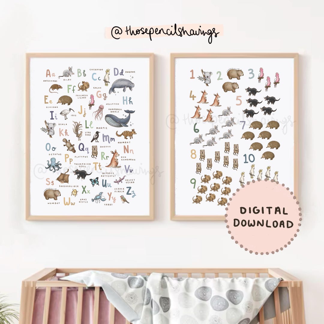 Australian Animals Alphabet & Counting Nursery Prints (digital Download ...