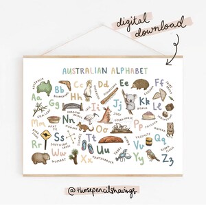 DIGITAL DOWNLOAD | Australian Alphabet Print | Illustrated ABC Poster ...