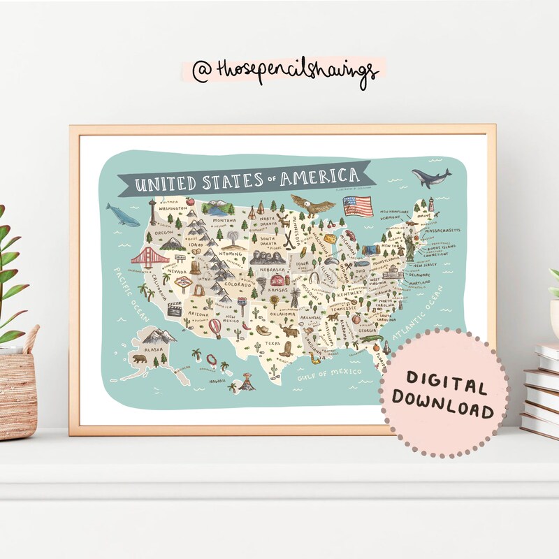 Usa Map Poster - Etsy