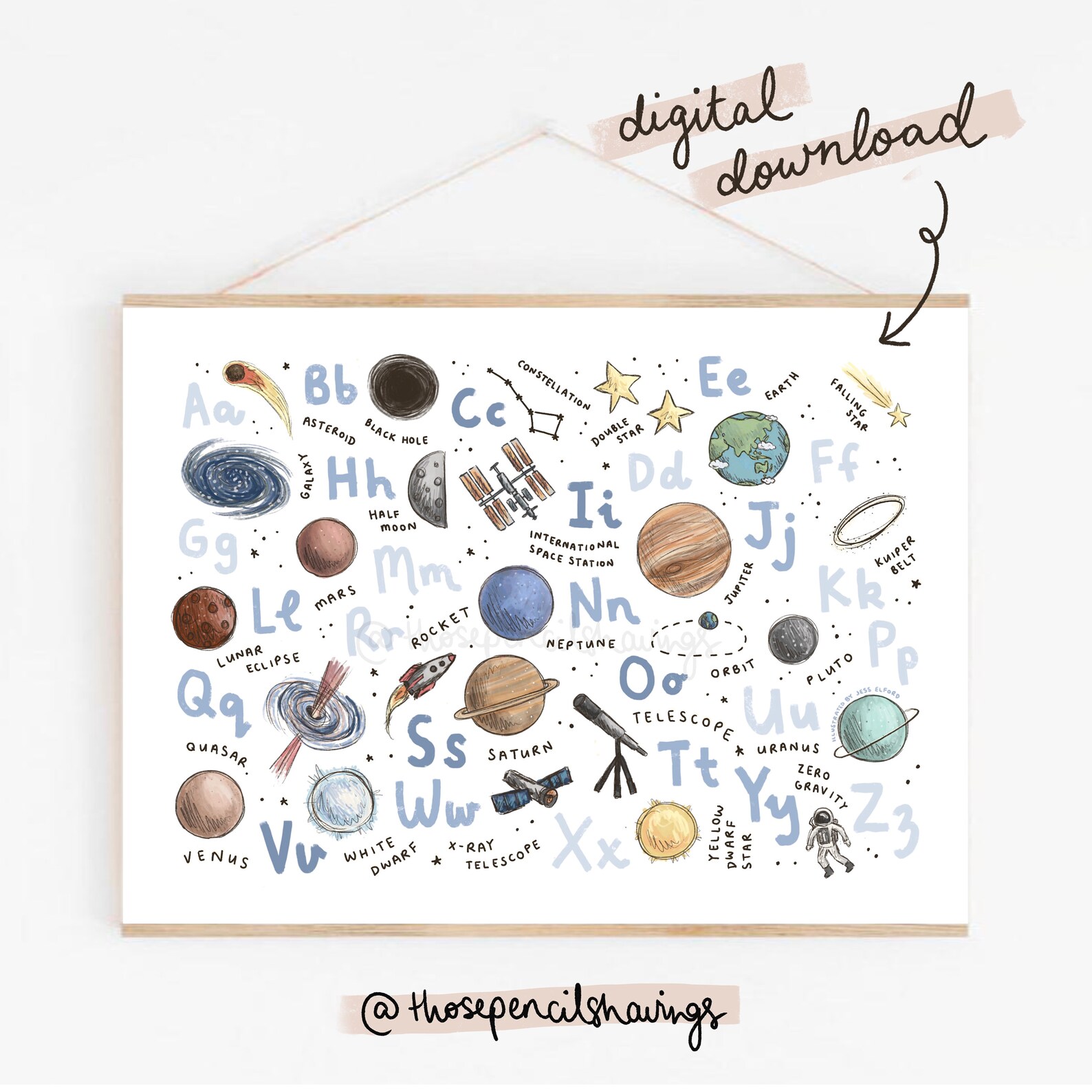 Space Alphabet Landscape Print Cute ABC Poster A-Z Galaxy - Etsy Australia
