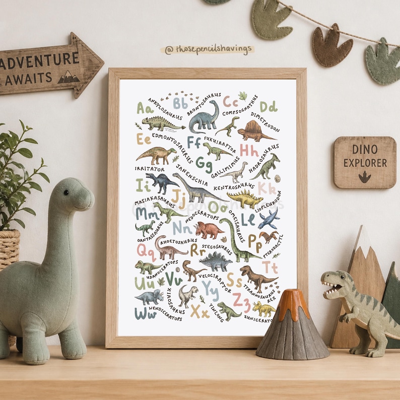 Dinosaur Alphabet Print: A-Z Dino Nursery, Classroom Art - Etsy
