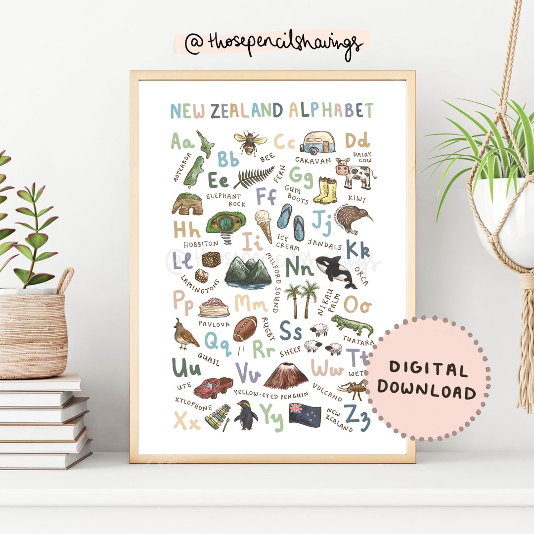 New Zealand Alphabet Print | Printable A-Z Poster | Cute NZ Abc Wall ...