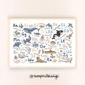 Ocean Animals Alphabet Print: Sea Life Nursery Decor (digital Download ...