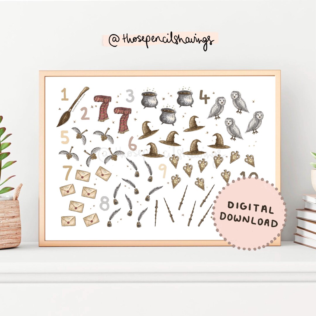 Wizard Counting Poster: 1-10 Magical Nursery Art (digital Download) - Etsy