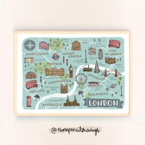 London Map Art Print: Illustrated Travel Souvenir - Etsy