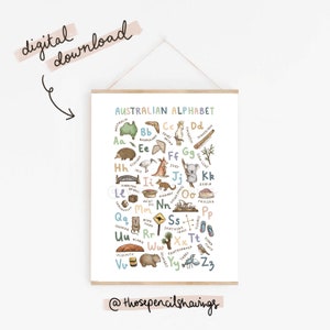 Australian Alphabet Print Illustrated ABC Poster A-Z Australia Alphabet ...