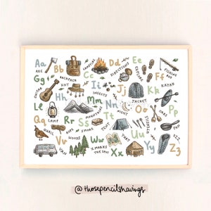 Camping Alphabet Print | Illustrated A-Z Adventure Poster | ABC Kids ...