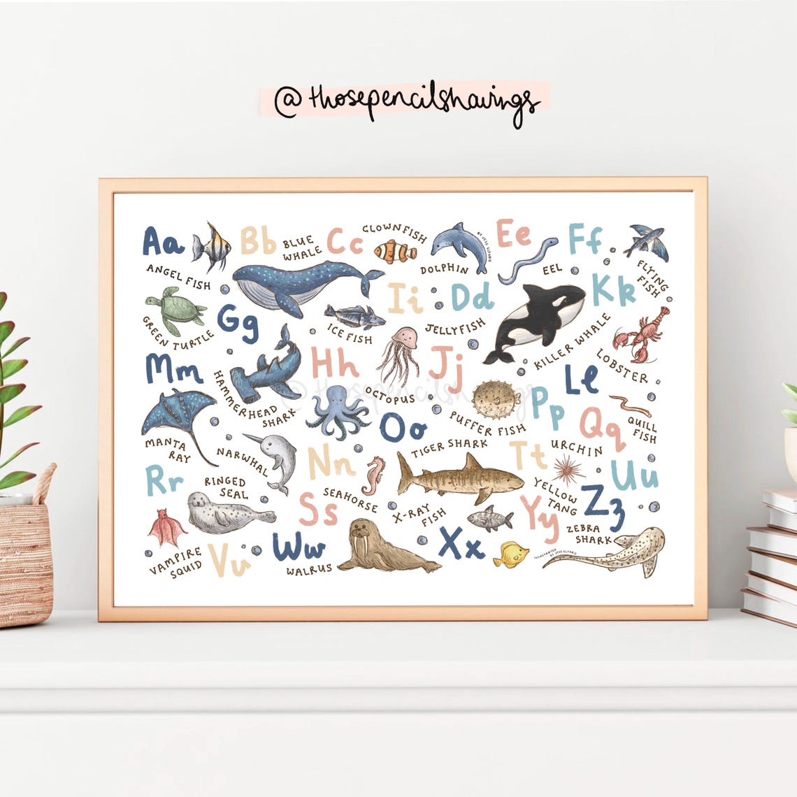 Ocean Animals Alphabet Print: A-Z Sea Life Nursery Decor - Etsy